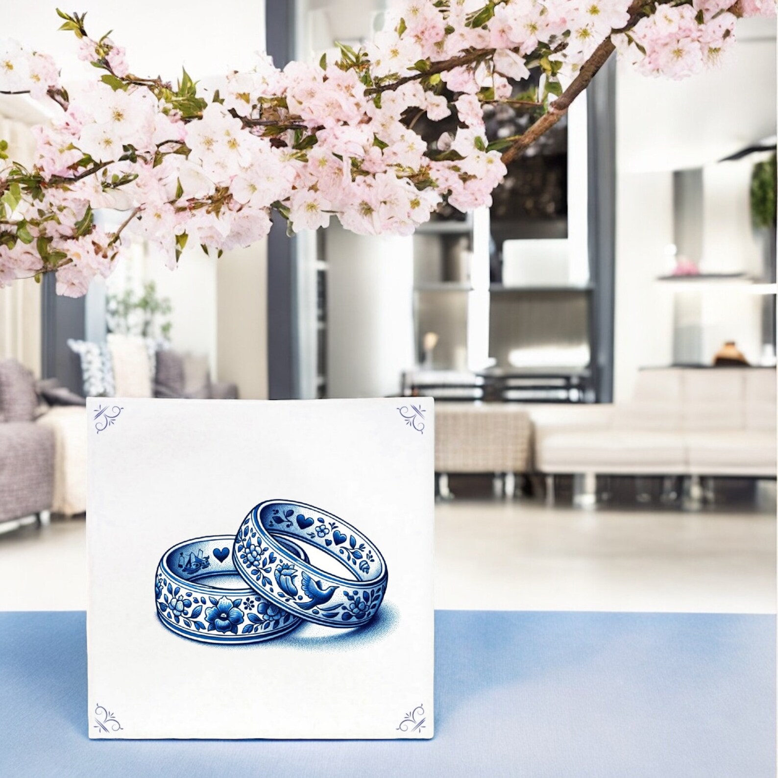 Wedding, Wedding Ring, Tile, Delft Blue, Delft Blue Tile, Wall Art ...