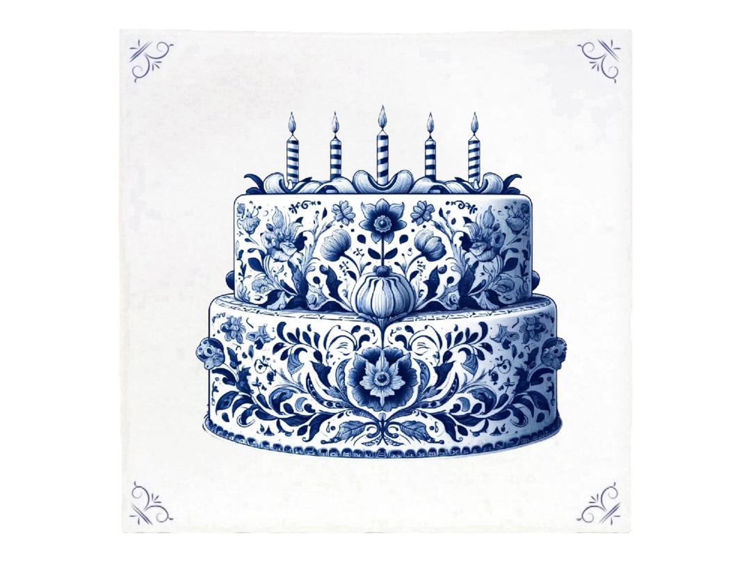 Birthday Cake, Tile, Delft Blue, Kitchen Tile, Bathroom Tile, Wall Art ...