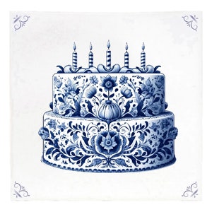 Birthday Cake, Tile, Delft Blue, Kitchen Tile, Bathroom Tile, Wall Art ...