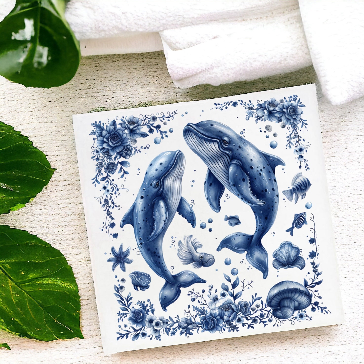 Delft Blue Whale, Delft Blue, Tile, Delft Gift, Whale, Valentine, Tile ...