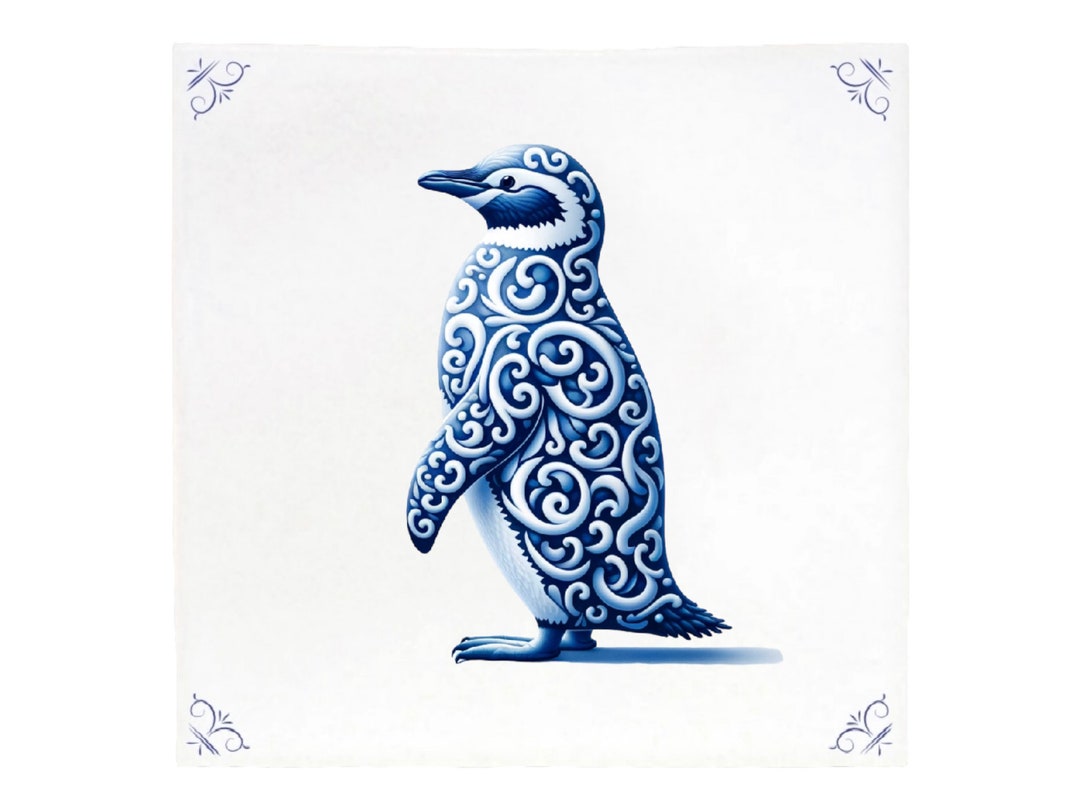 Penguin, Tile, Delft Blue, Kitchen Tile, Bathroom Tile, Wall Art ...