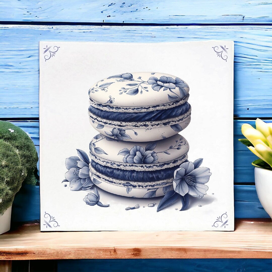 Delft Blue Macaron, Delft Blue Tile, Tile, Delft Blue Tiles, Delft Blue ...