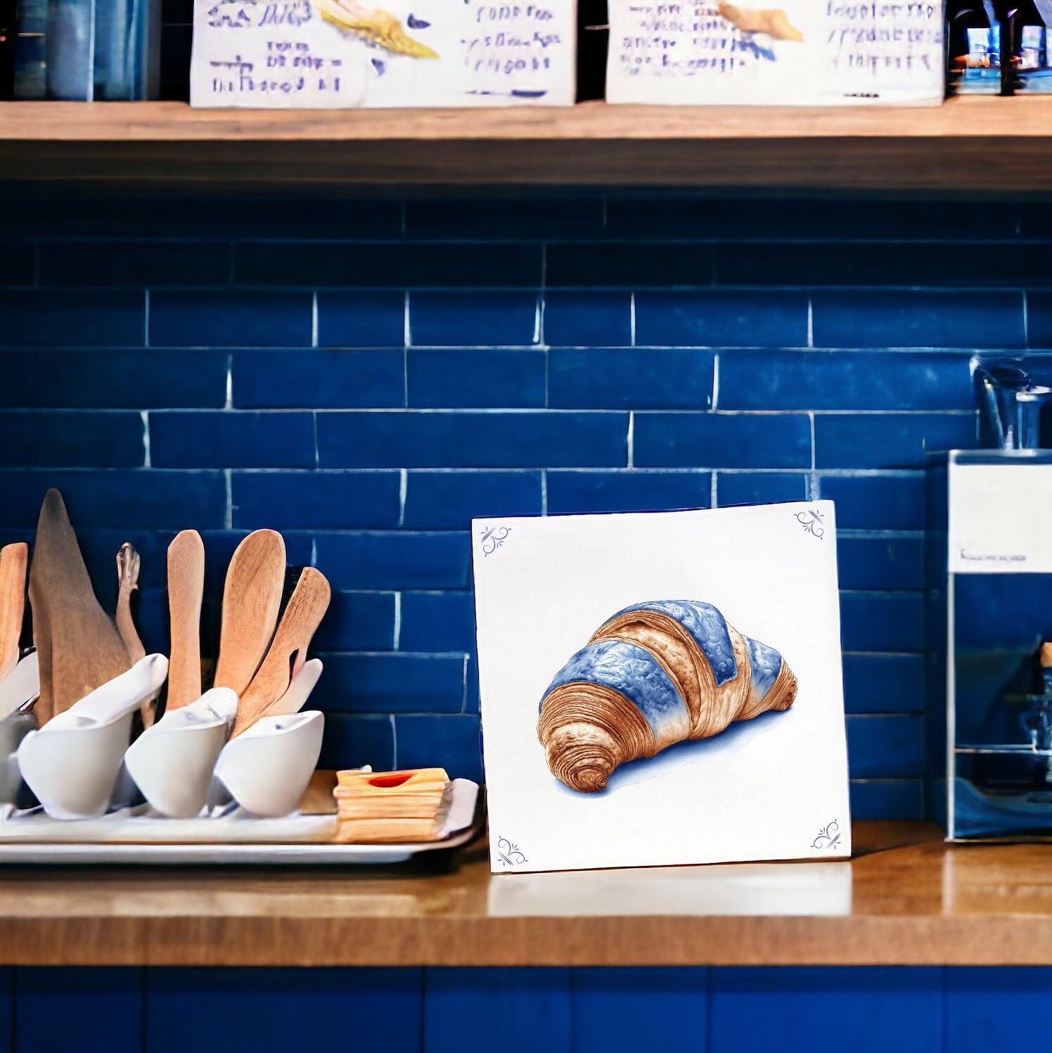 Delft Blue Croissant, Delft Blue Tile, Tile, Croissant, Pastry, Delft ...