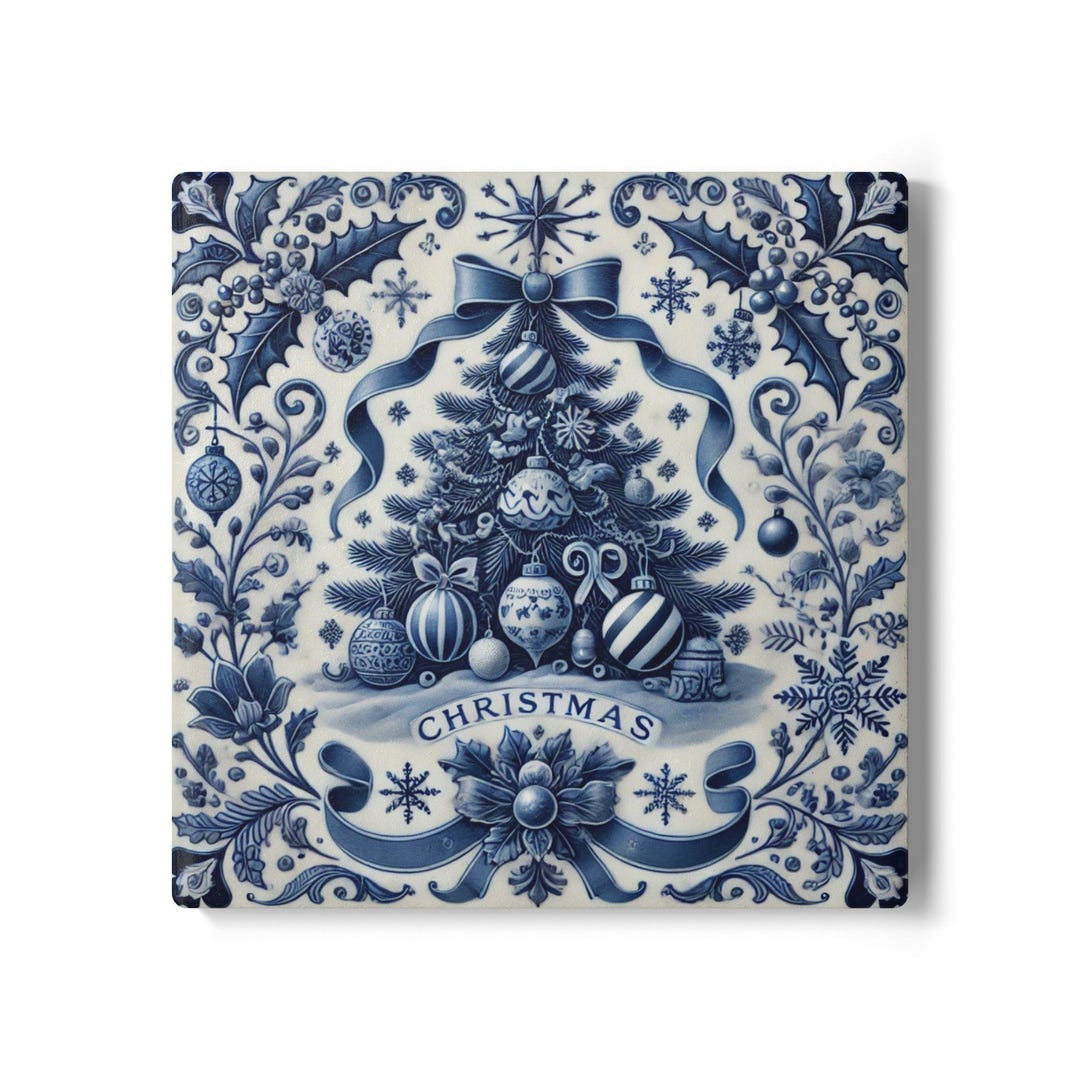 Christmas Tree, 3.94x3.94 Inch, Delft Blue, Delft Blue Tile, Christmas ...
