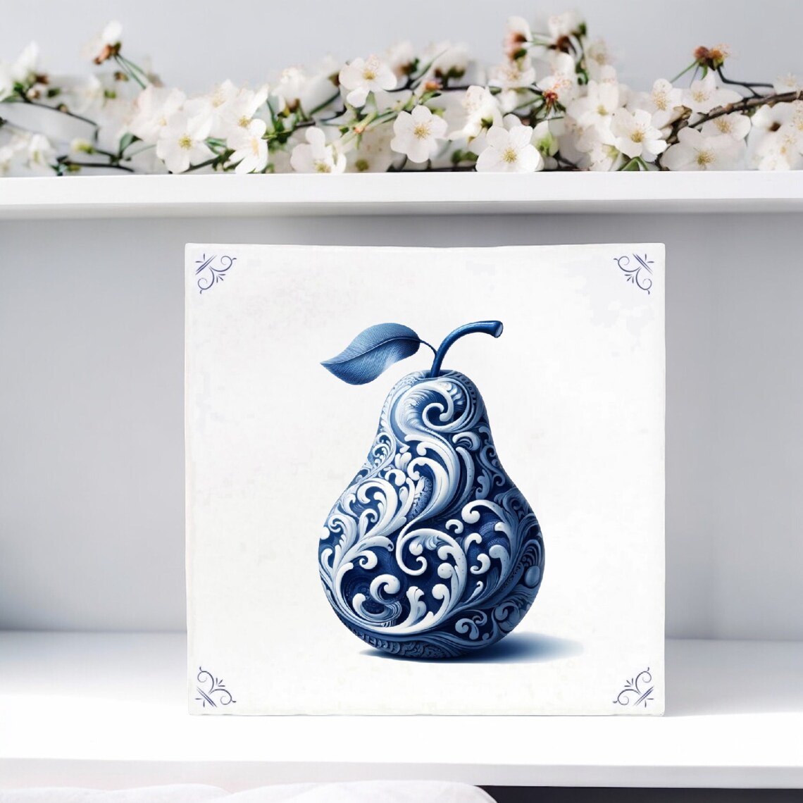 Pear, Tile, Delft Blue, Kitchen Tile, Bathroom Tile, Wall Art, Birthday ...