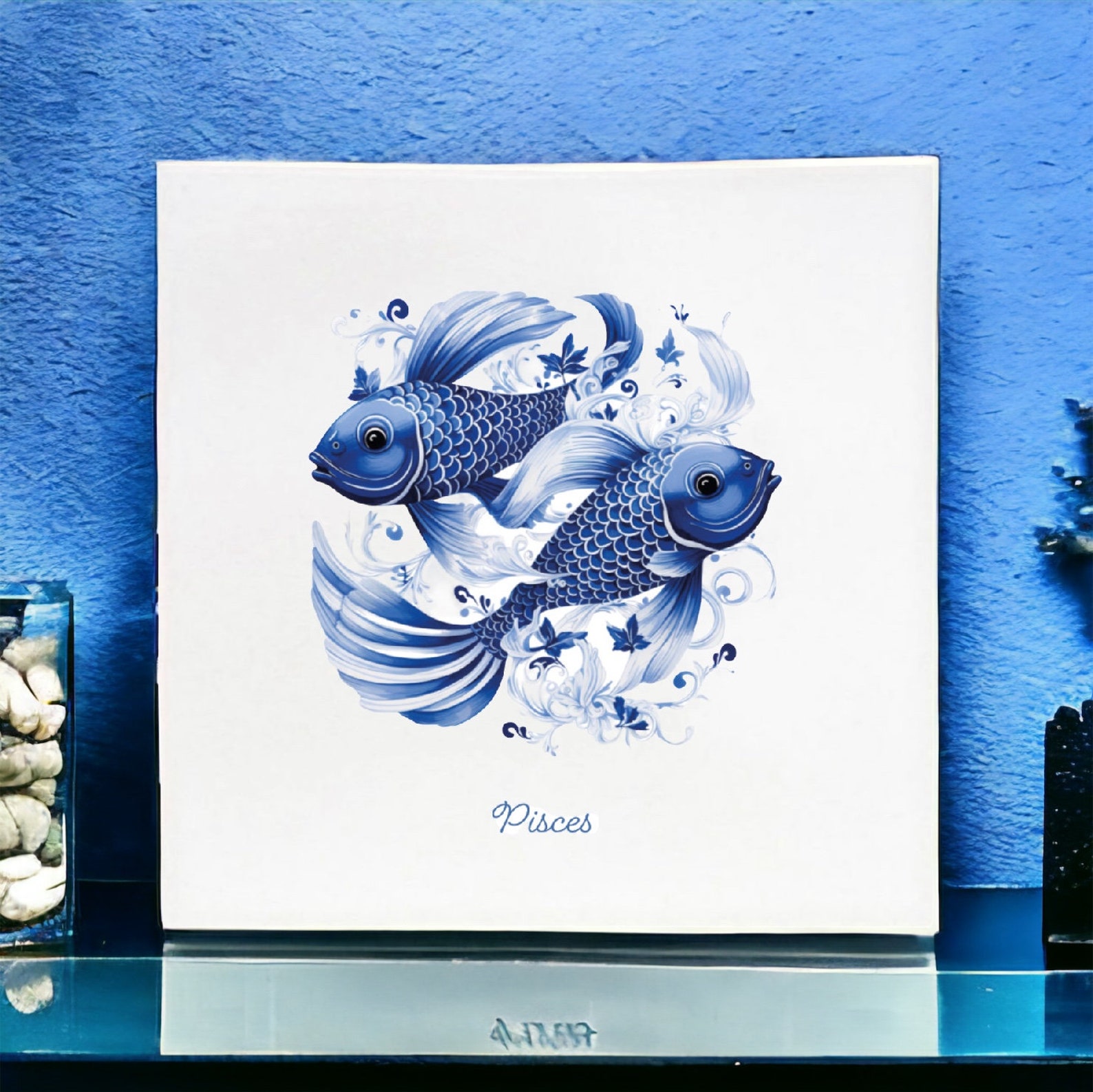 Pisces, Delft Blue, Delft Blue Tile, Zodiac, Tile, Zodiac Gift ...