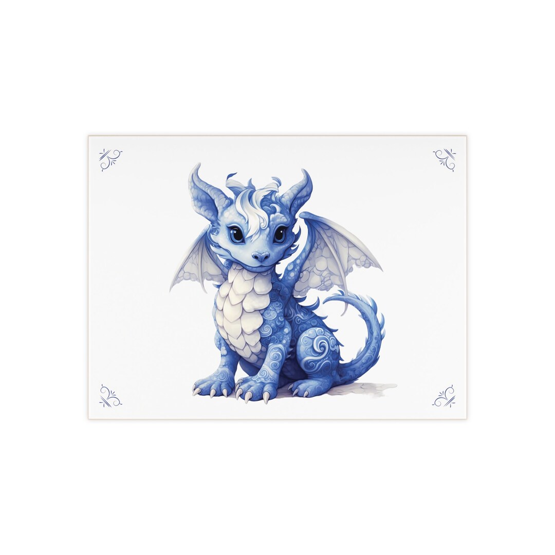 Dragon Ceramic Tile, 6" X 8", Delft Blue, Delft Blue Tile, Dragon, Tile ...