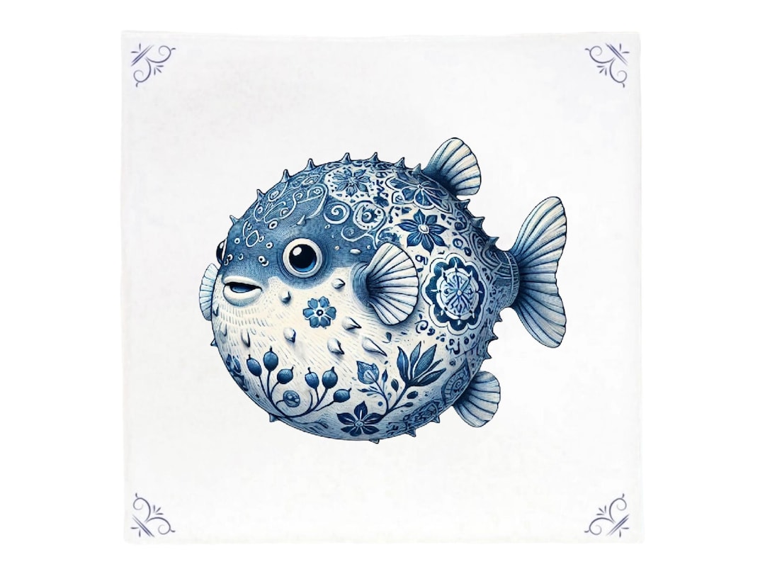 Puffer Fish, Tile, Delft Blue, Kitchen Tile, Bathroom Tile, Backsplash ...