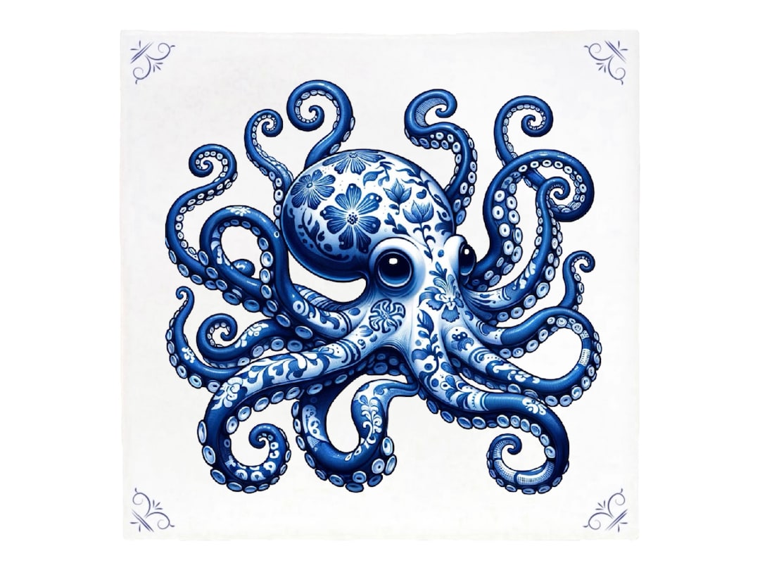 Octopus, Tile, Delft Blue, Kitchen Tile, Bathroom Tile, Wall Art ...
