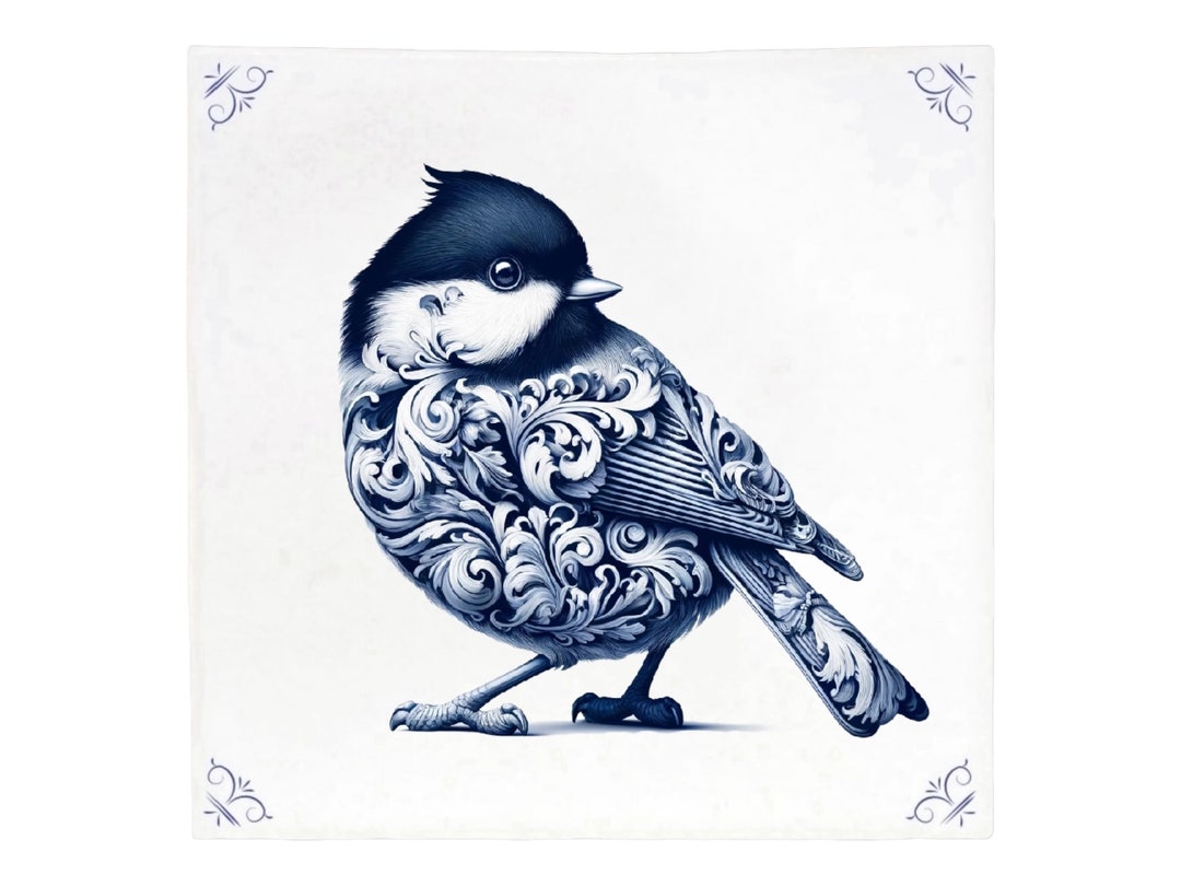 Coal Tit, Tile, Delft Blue, Bird, Kitchen Tile, Bathroom Tile, Wall Art ...