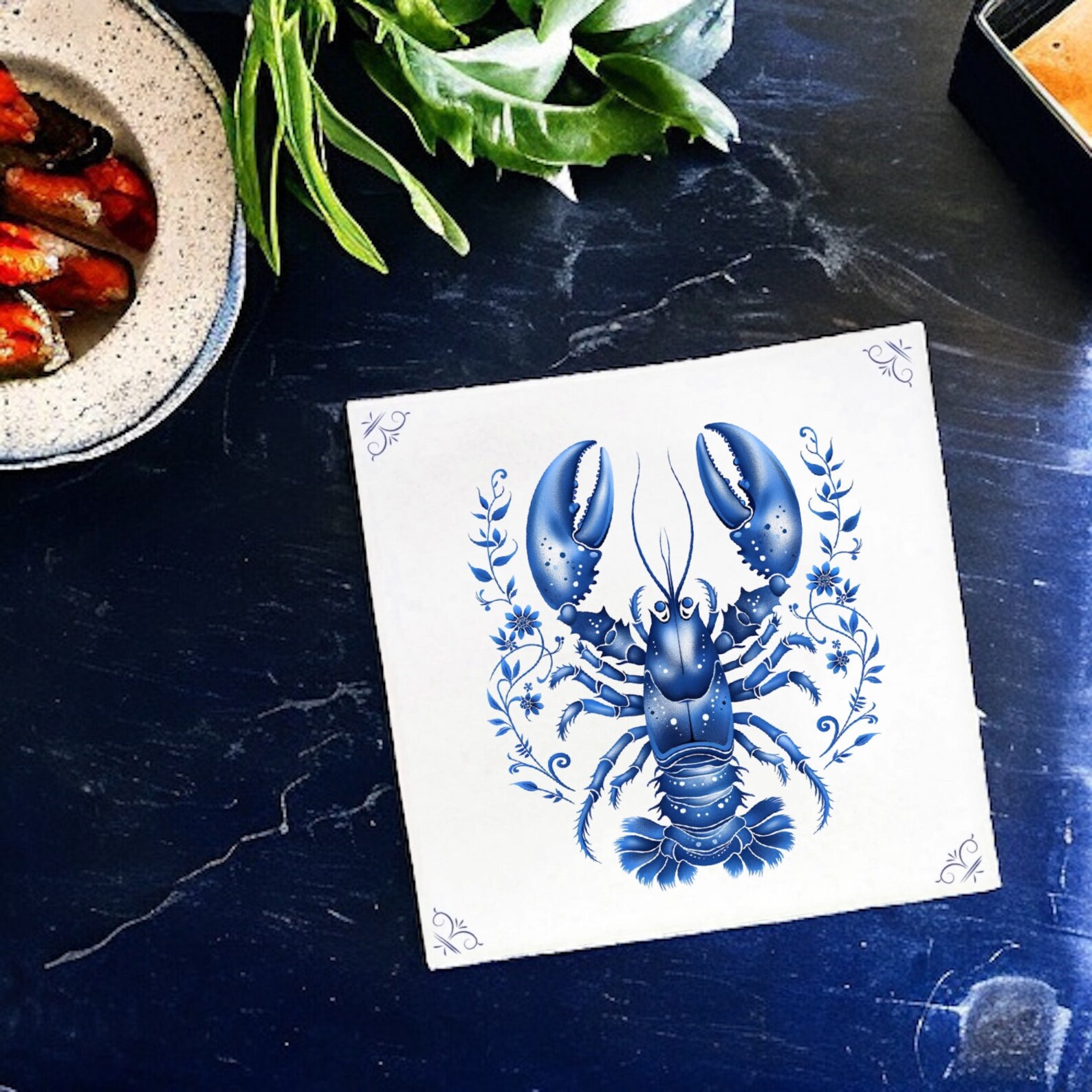 Delft Blue Lobster, Delft Blue, Tile, Delft Blue Tiles, Animal Tile ...