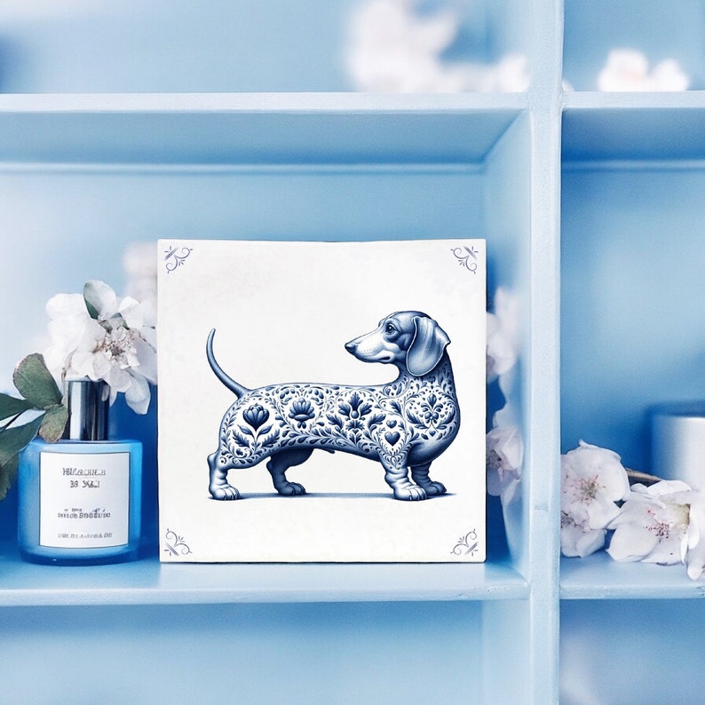 Dachshund, Tile, Delft Blue, Dog, Kitchen Tile, Bathroom Tile, Wall Art ...
