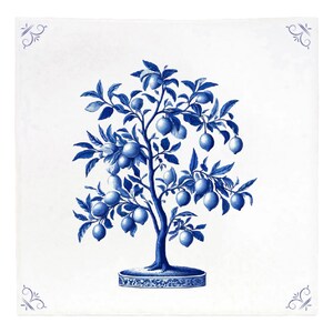 Lemon Tree, Lemon, Tile, Delft Blue, Flower, Kitchen Tile, Bathroom ...