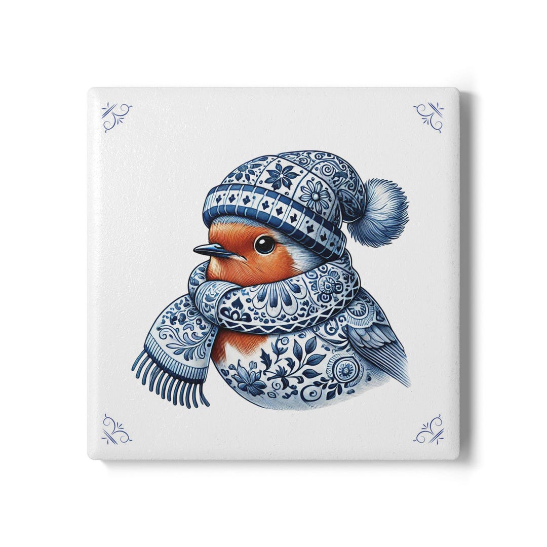 Red Robin, 3.94x3.94 Inch, Delft Blue, Ceramic Tile, Delft Blue Tile ...