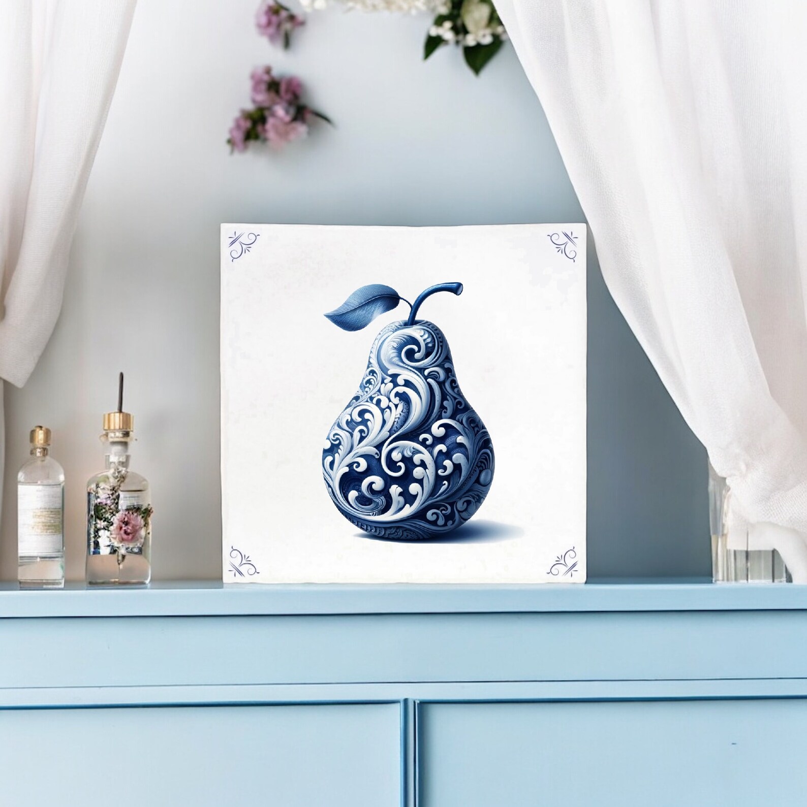 Pear, Tile, Delft Blue, Kitchen Tile, Bathroom Tile, Wall Art, Birthday ...