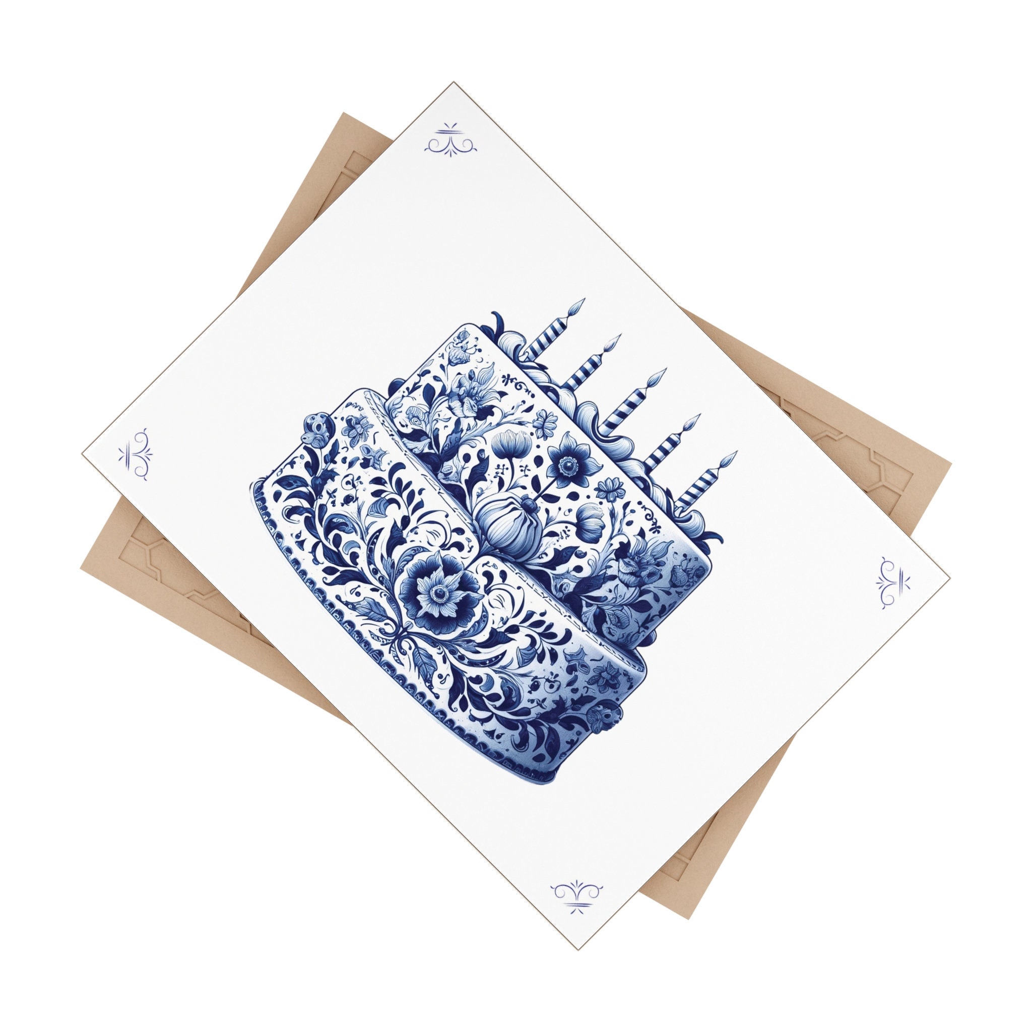 Birthday Cake, Ceramic Tile, 6" X 8", Delft Blue Tile, Birthday Cake ...