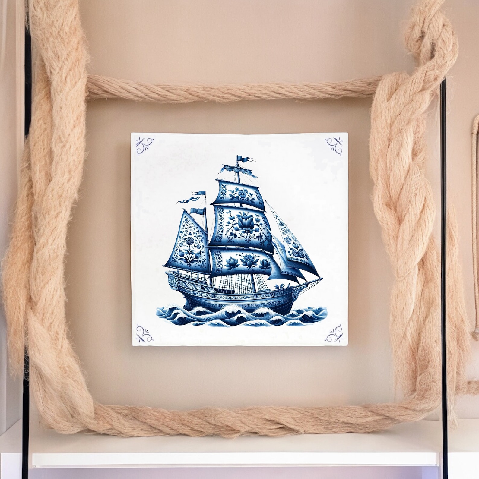 VOC Ship, Tile, Delft Blue, Kitchen Tile, Bathroom Tile, Wall Art ...