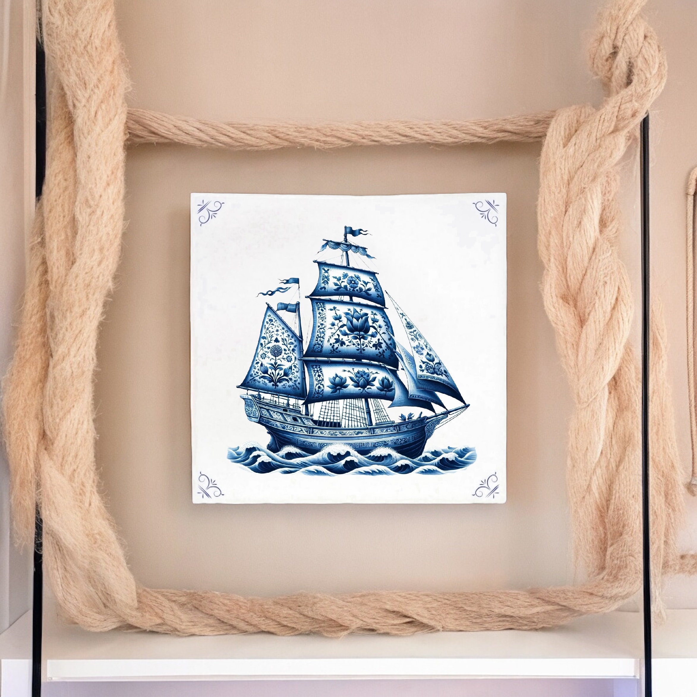 VOC Ship, Tile, Delft Blue, Kitchen Tile, Bathroom Tile, Wall Art ...