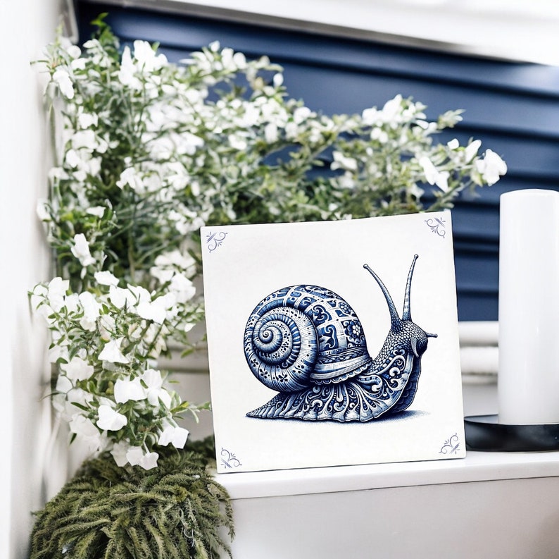 Snail, Snail, Delft Blue, Delft Blue, Tile, Snails, Garden, Gift for ...