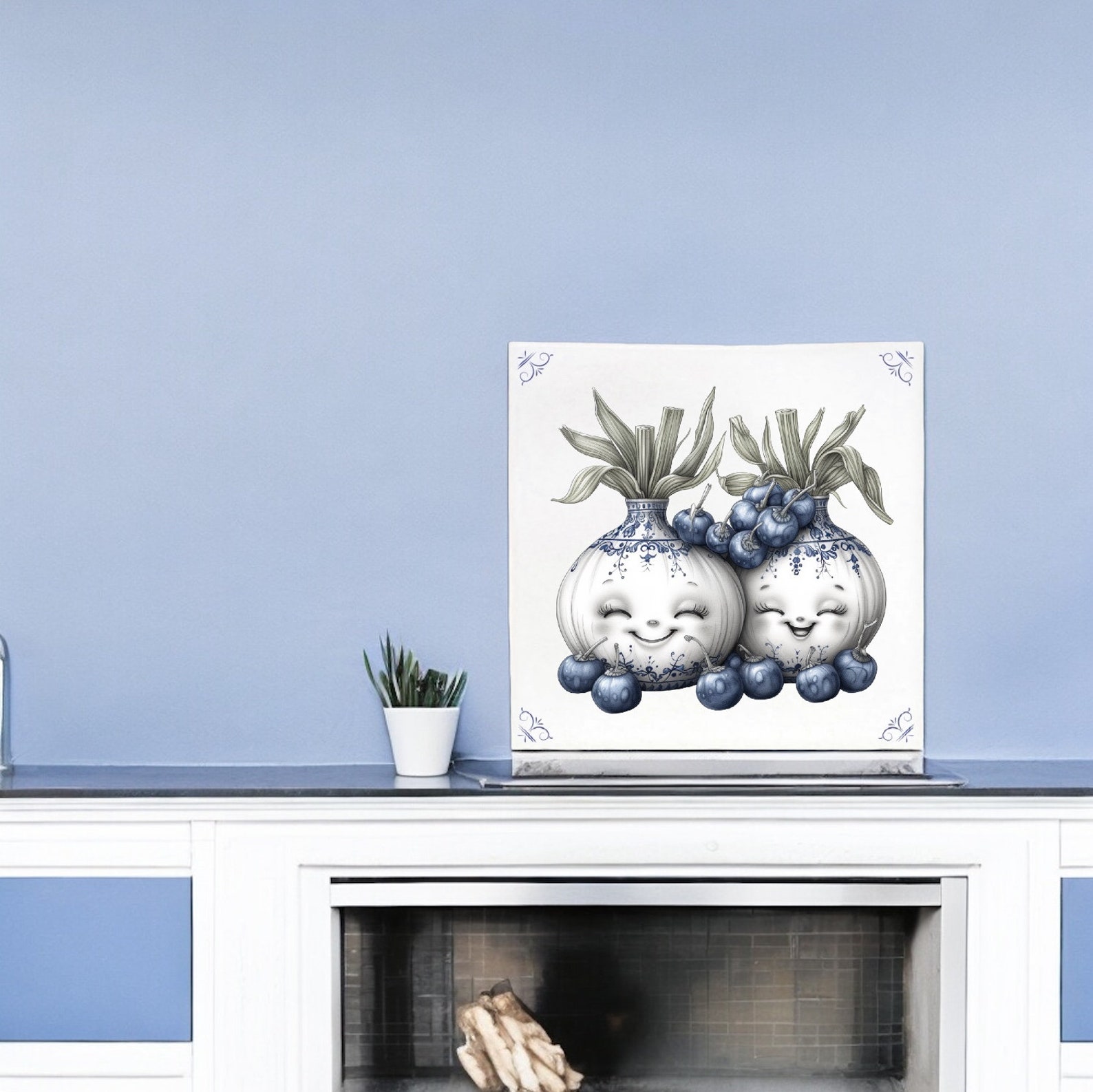 Garlic, Tile, Delft Blue, Herbs, Kitchen Herbs, Kitchen Tile, Bathroom ...