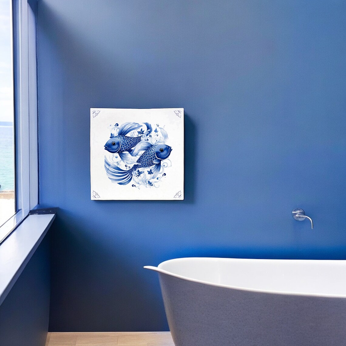 Fish, Tile, Delft Blue, Kitchen Tile, Bathroom Tile, Wall Art, Pisces ...