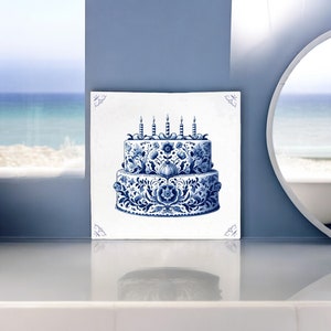 Birthday Cake, Tile, Delft Blue, Kitchen Tile, Bathroom Tile, Wall Art ...