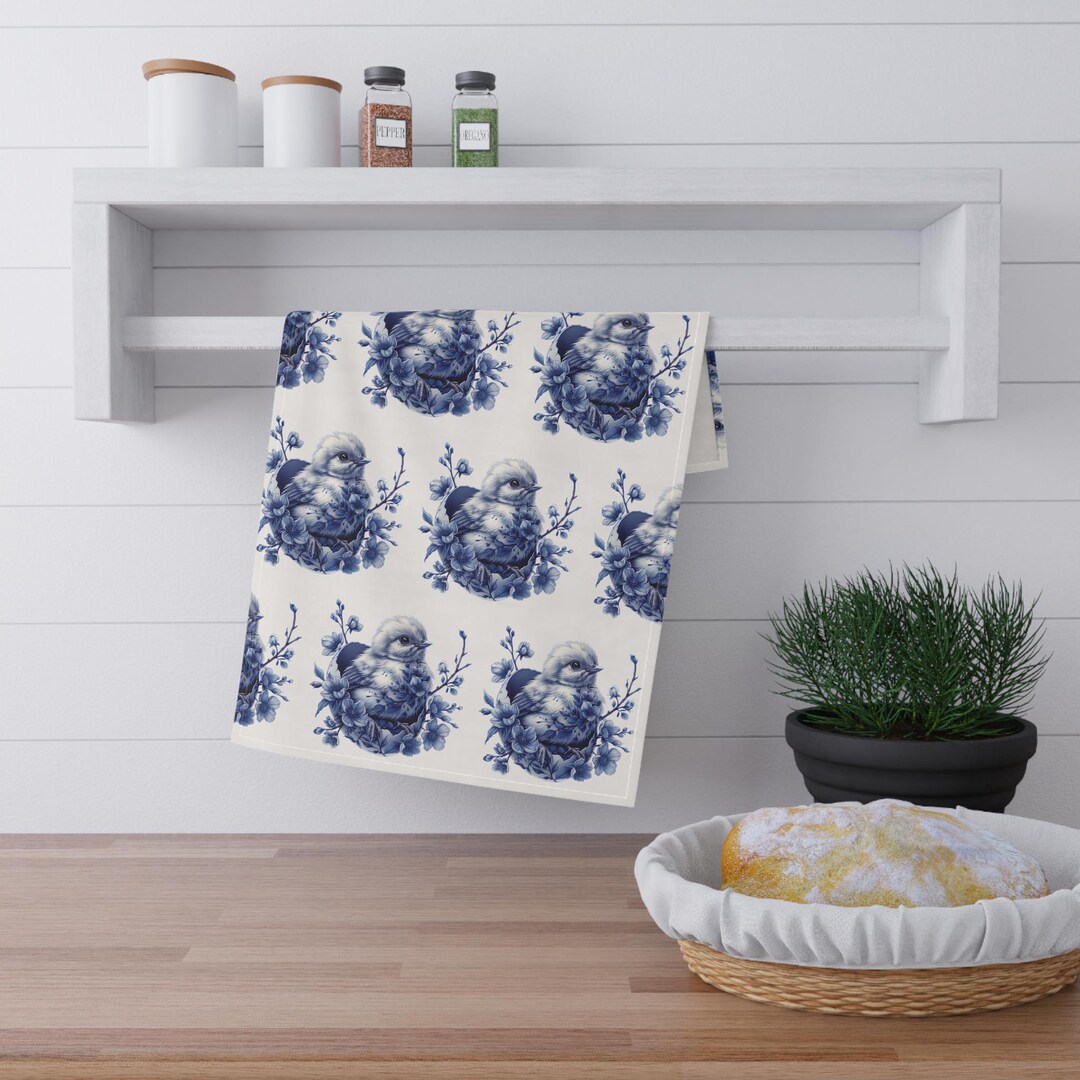 Delft Blue, Chick, Tea Towels - Cotton & Poly, Floral Kitchen Decor ...