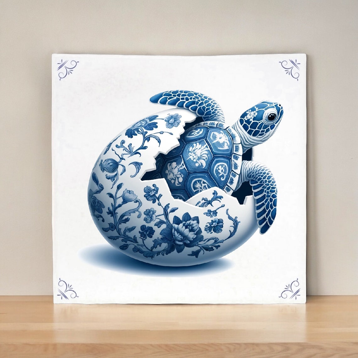 Turtle, Sea Turtle, Tile, Delft Blue, Delft Blue Tile, Royal Blue ...