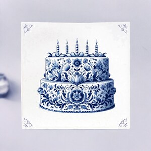 Birthday Cake, Tile, Delft Blue, Kitchen Tile, Bathroom Tile, Wall Art ...