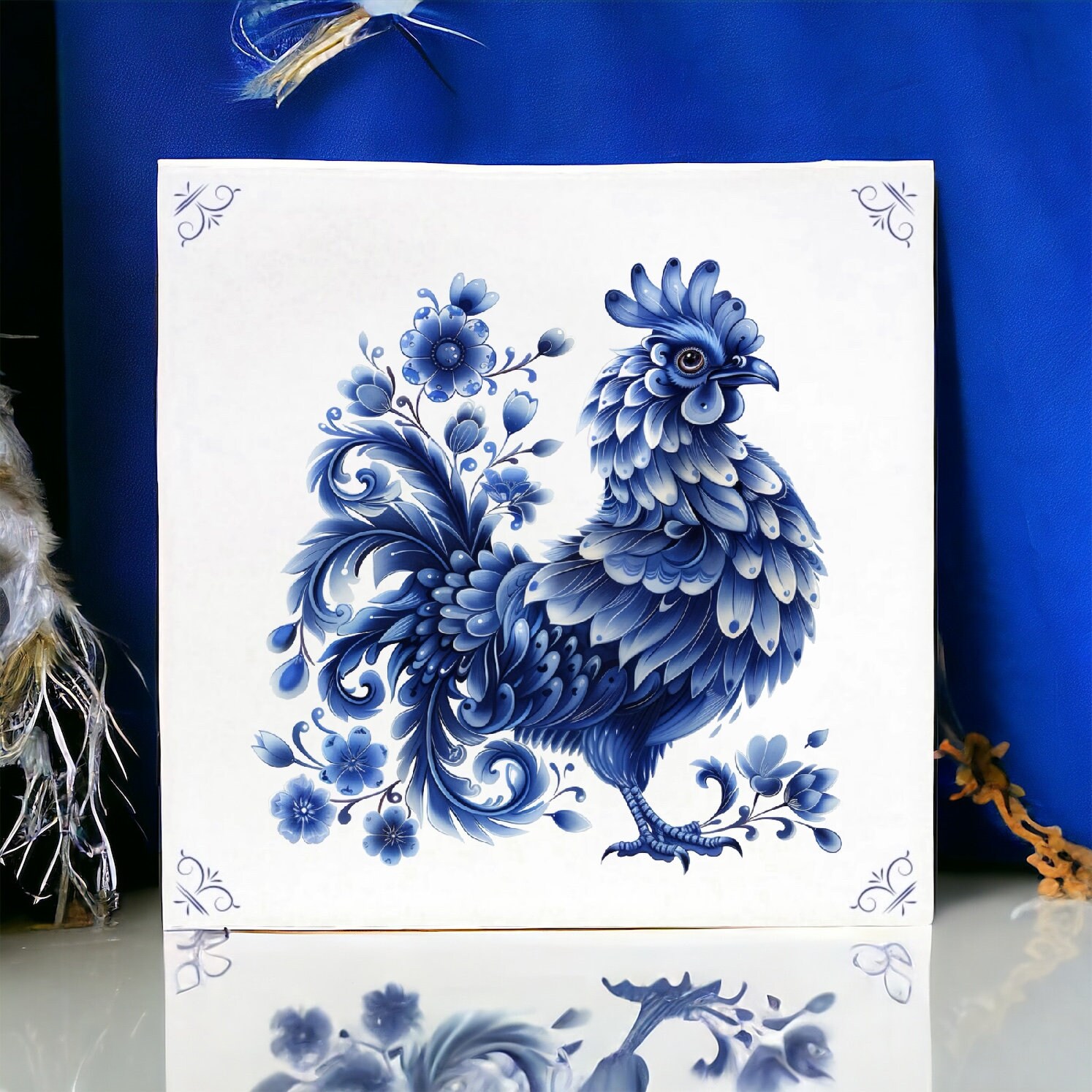 Delft Blue Chicken, Delft Blue Tile, Tile, Delft Blue Tiles, Animal ...