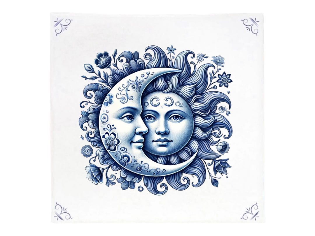 Sun and Moon, Delft Blue, Kitchen Tile, Bathroom Tile, Backsplash ...