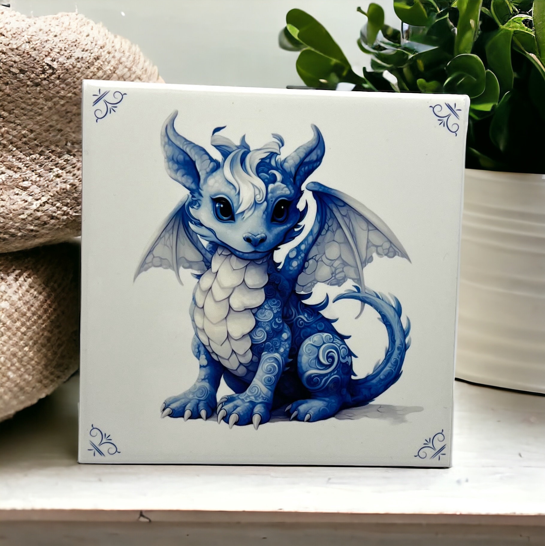Delft Blue, Delft Blue Ceramic Tile, Delft Blue Dragon, Dragon Tile ...