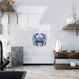 Crab Ceramic Tile, 6" X 8", Delft Blue, Delft Blue Tile, Crab, Tile ...