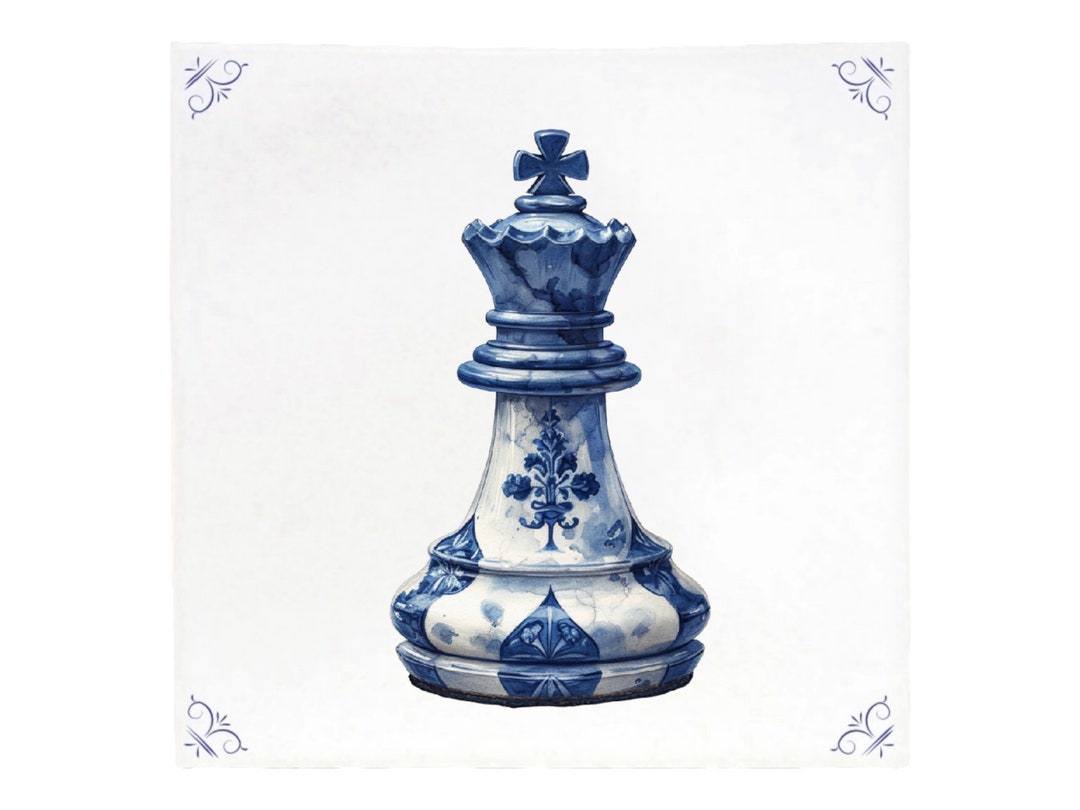 Chess, Tile, Delft Blue, Delft Blue Tile, Chess Piece, King, Royal Blue ...