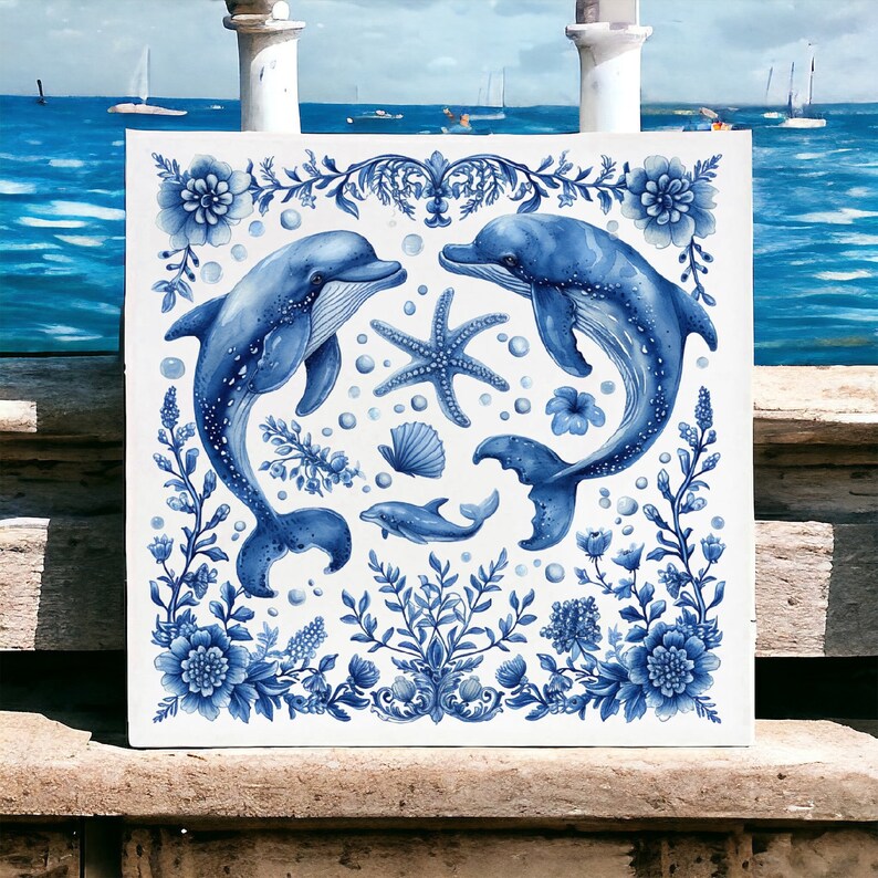 Delft Blue Dolphin, Delft Blue, Tile, Delft Gift, Dolphin, Valentine ...