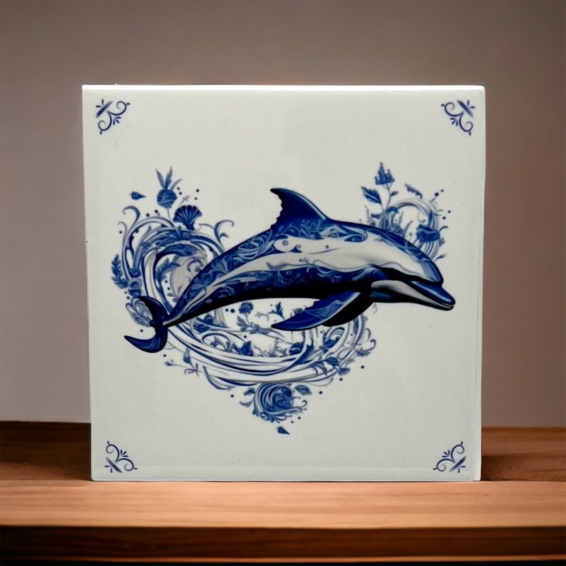 Delft Blue, Delft Blue Tile Ceramic, Delft Blue Dolphin, Dolphin Tile ...