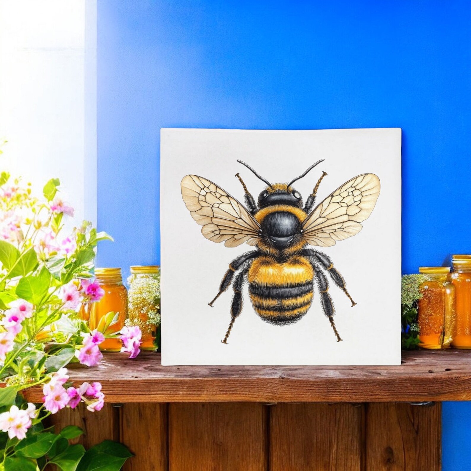 Bumble Bee, Tile, Delft Blue, Kitchen Tile, Bathroom Tile, Wall Art ...