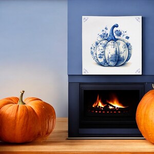 Pumpkin, Delft Blue, Delft Blue Tile, Tile, Backsplash, Kitchen Decor ...