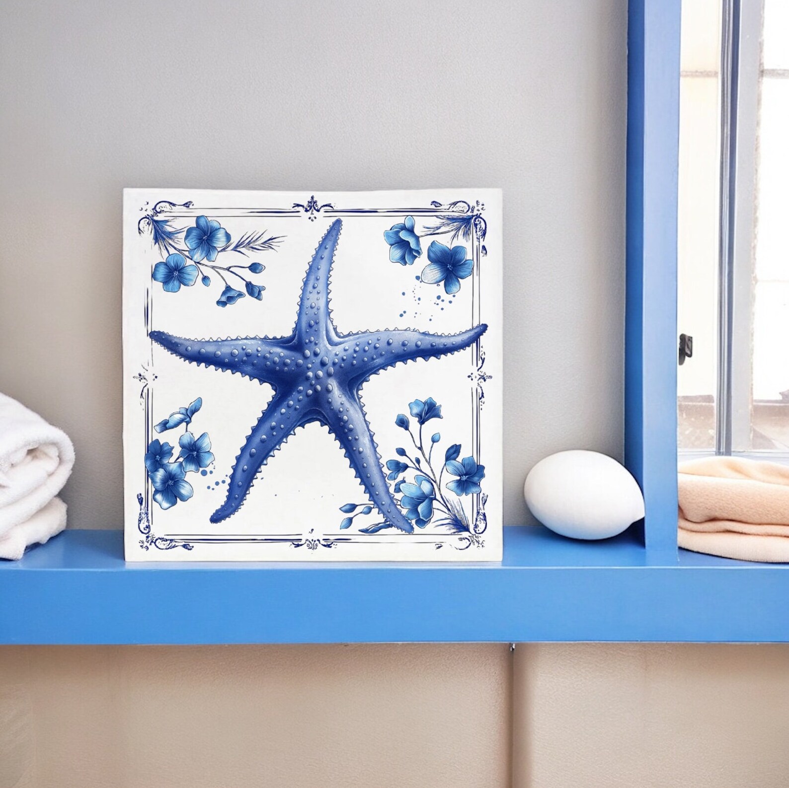 Starfish, Tile, Delft Blue, Kitchen Tile, Bathroom Tile, Wall Art ...