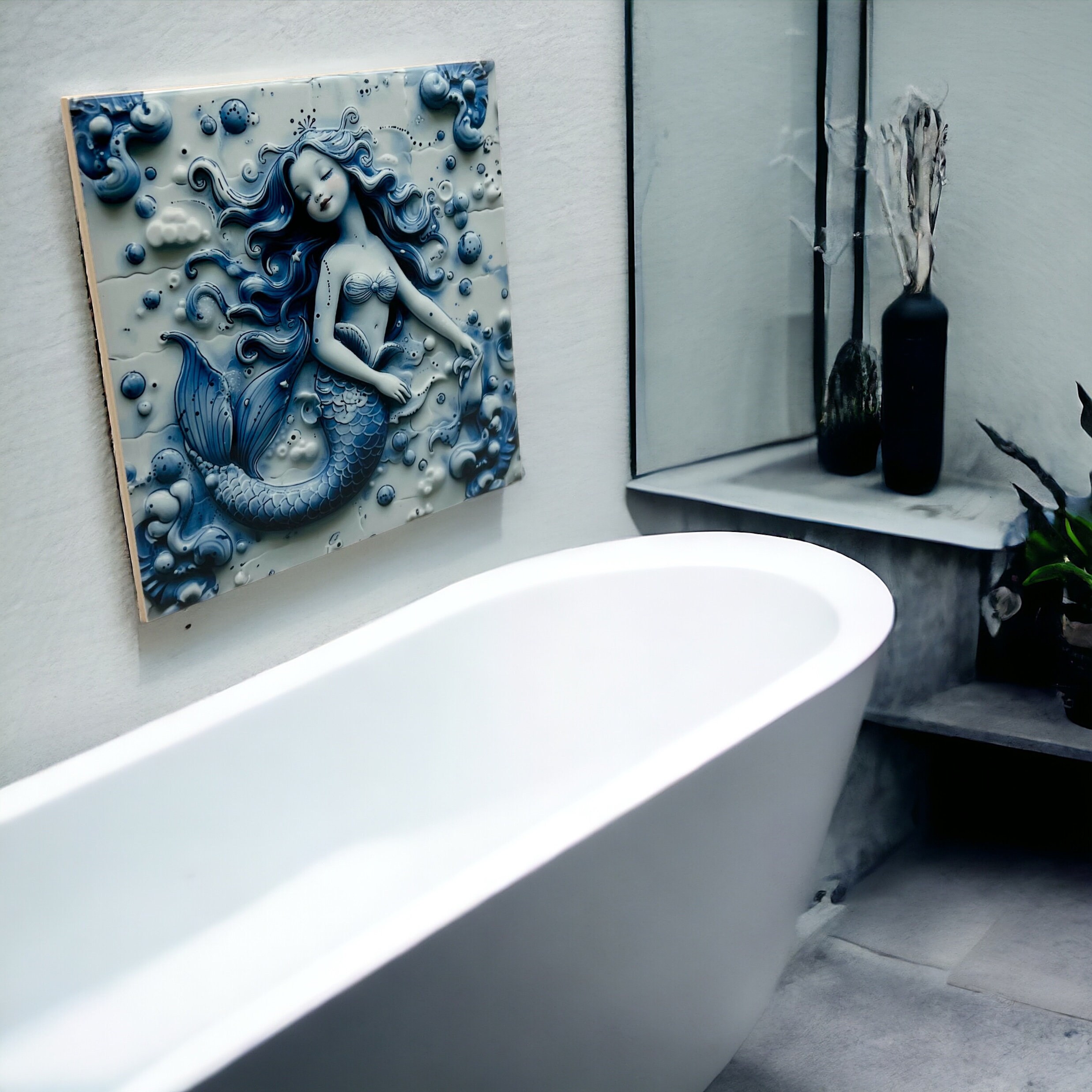Mermaid, Delft Blue, Delft Blue, Delft Blue Tile, Tile, Ceramic, Tiles ...