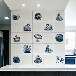 Squirrel Ceramic Tile, 6" X 8", Delft Blue, Delft Blue Tile, Squirrel ...