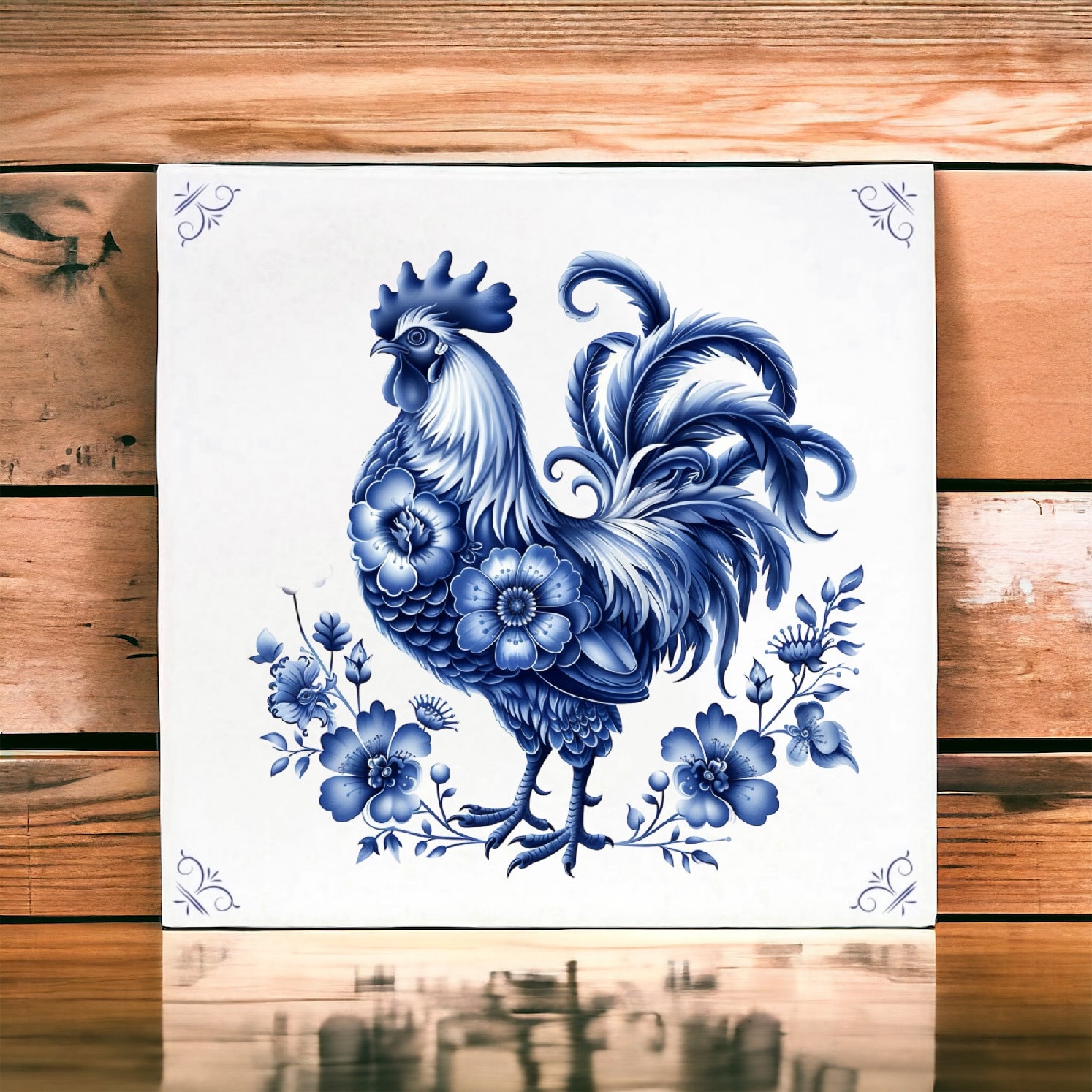 Delft Blue Rooster, Delft Blue Tile, Tile, Delft Blue Tiles, Animal ...