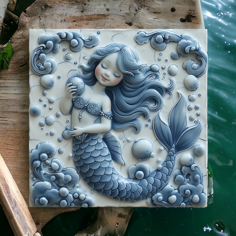 Mermaid, Delft Blue, Delft Blue, Delft Blue Tile, Tile, Ceramic, Tiles ...