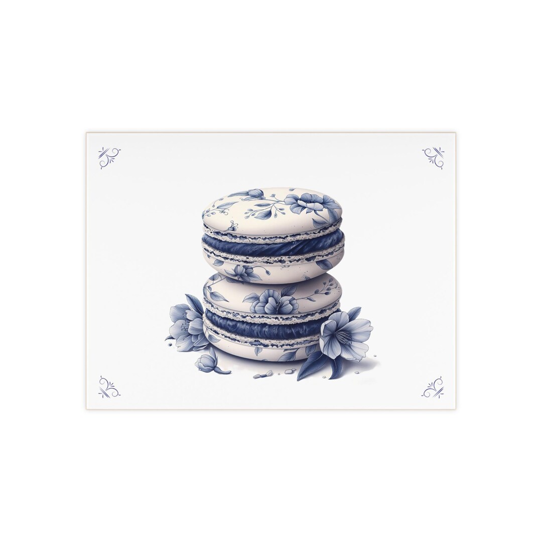 Macaron, Delft Blue, Ceramic Tile, Kitchen Decor, Gift for Cook ...