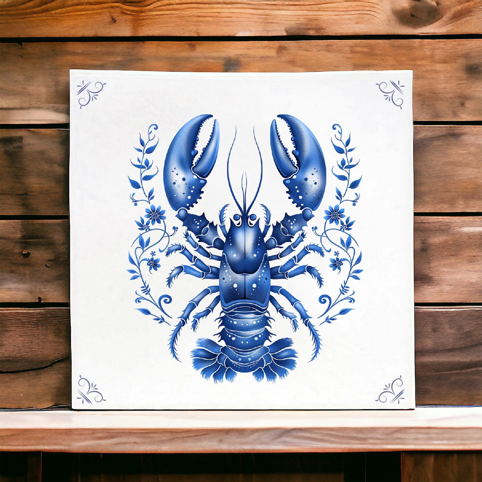 Delft Blue Lobster, Delft Blue, Tile, Delft Blue Tiles, Animal Tile ...