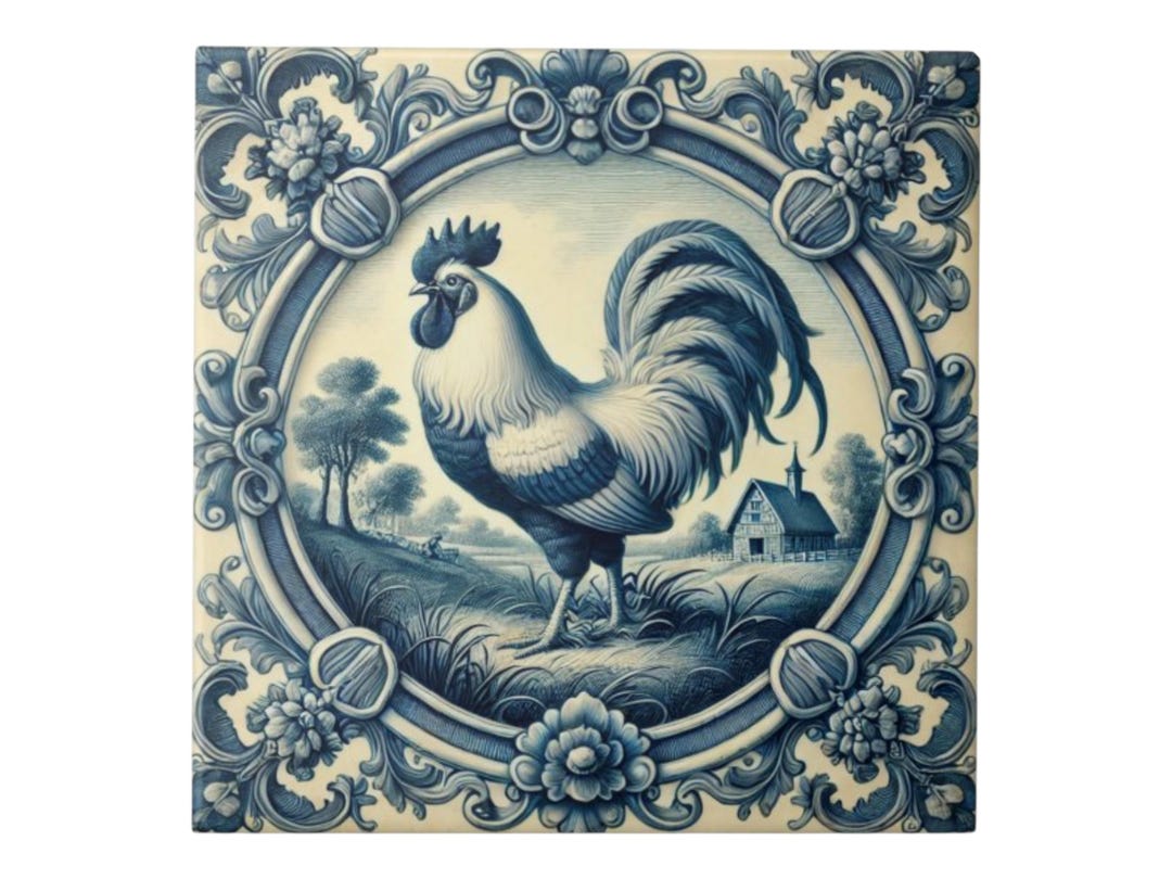 Rooster, Ceramic Tile, Delft Blue, Kitchen Tile, Bathroom Tile, Kitchen ...