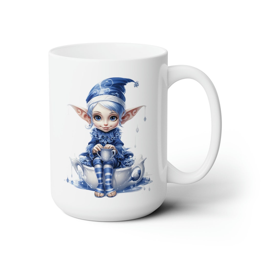 Rainy Tea Elf Delft Blue, Ceramic Mug, 15oz, Coffee, Mug, Mugs, Coffee ...