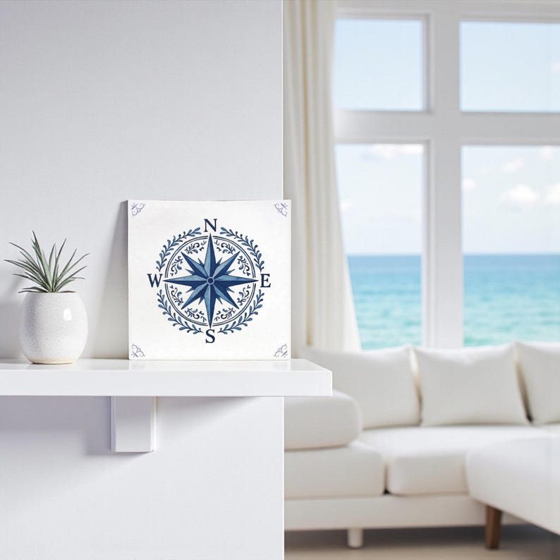 Compass Rose, Tile, Delft Blue, Kitchen Tile, Bathroom Tile, Backsplash ...