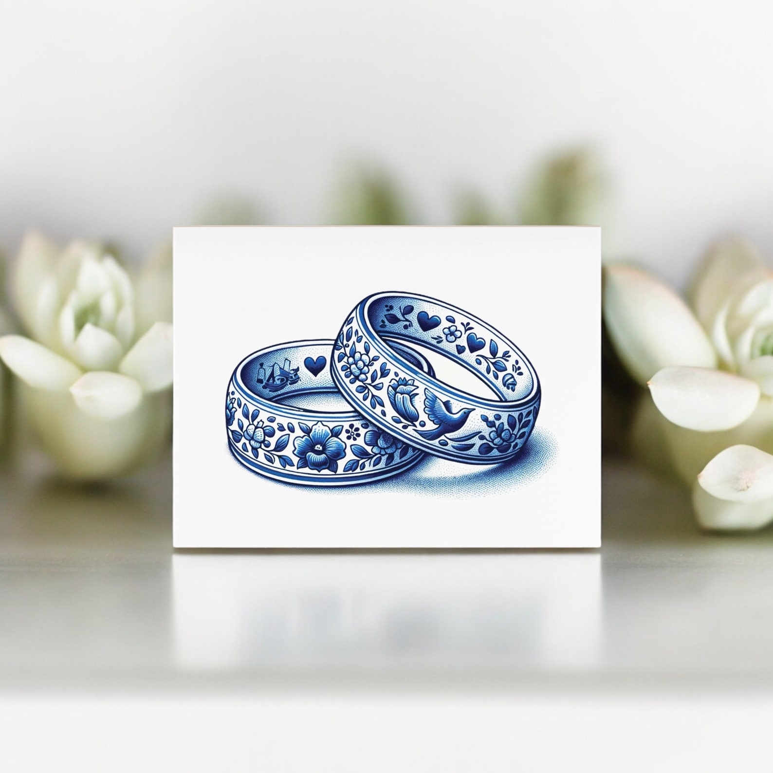 Wedding Ring, Tile, Ceramic Tile, 6" X 8", Delft Blue, Delft Blue Tile ...