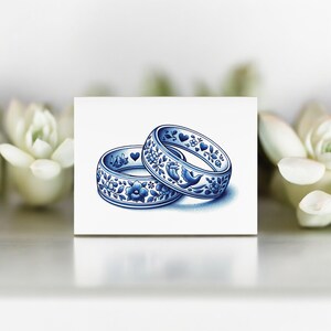 Wedding Ring, Tile, Ceramic Tile, 6" X 8", Delft Blue, Delft Blue Tile ...